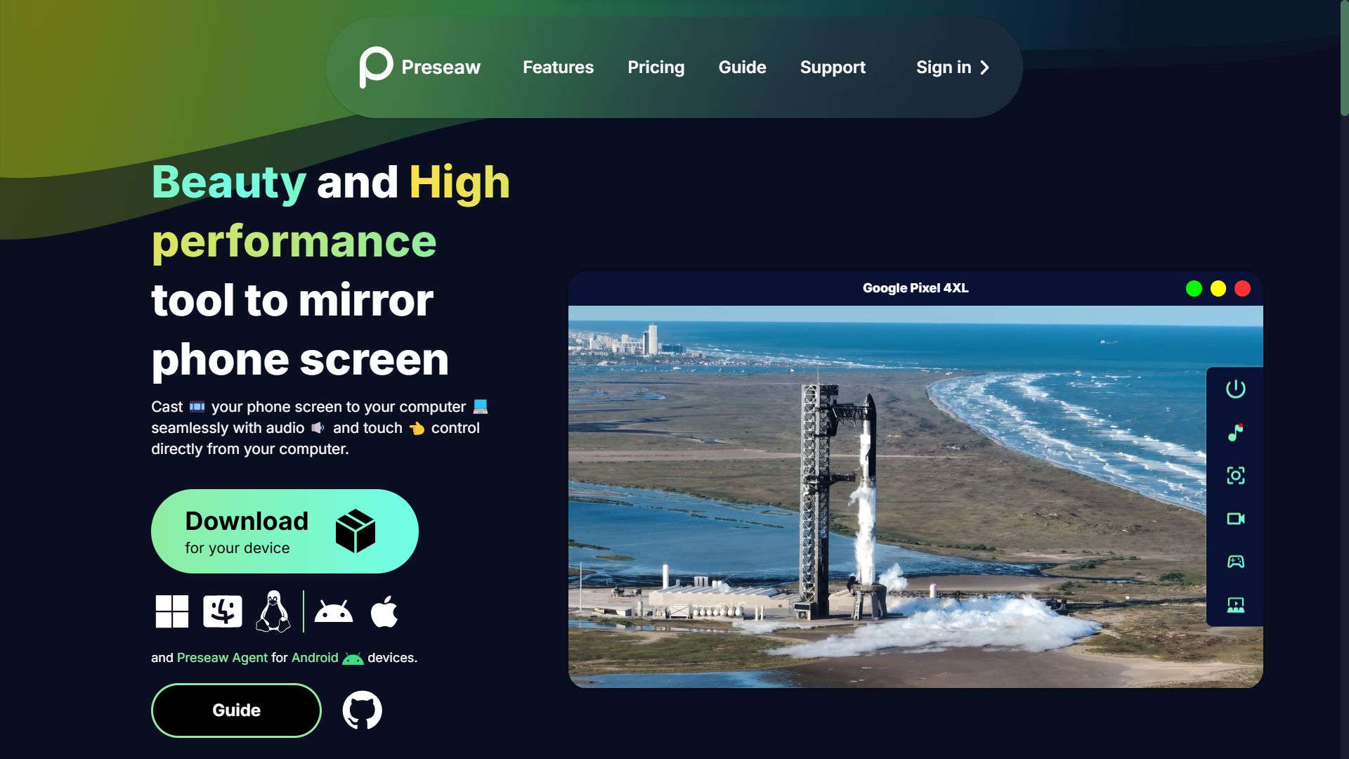 Preseaw - Cast your phone screen and audio to desktop seamlessly